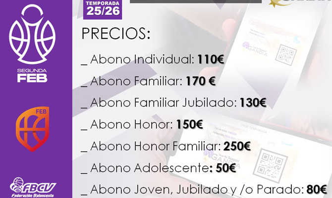 UpB Gandia lanza siete abonos distintos para la próxima temporada | Saforguia.com Guía referente ...